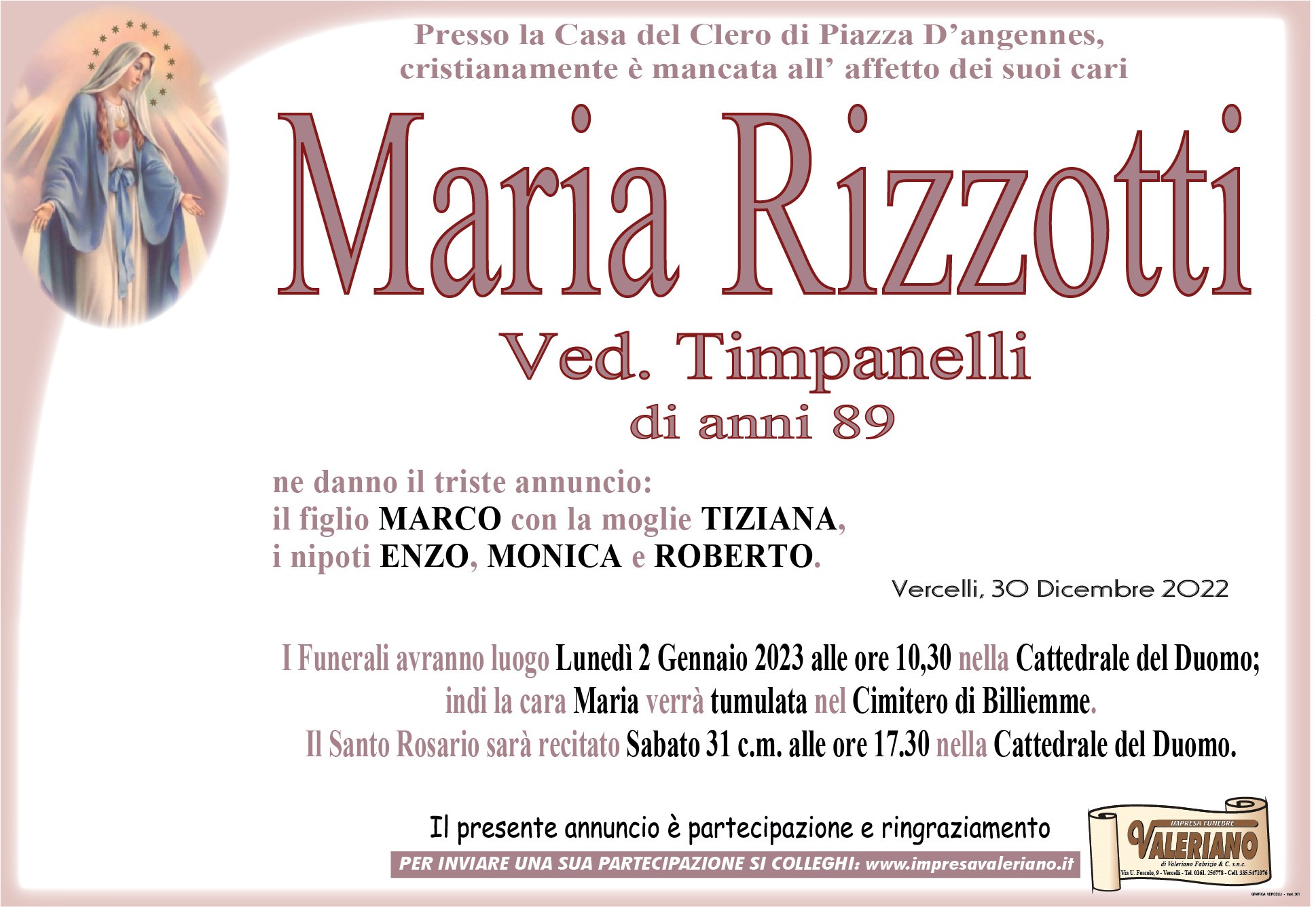 MARIA RIZZOTTI - VercelliOggi.it