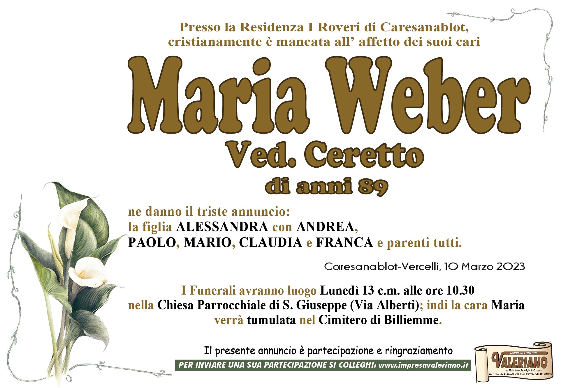 MARIA WEBER - VercelliOggi.it