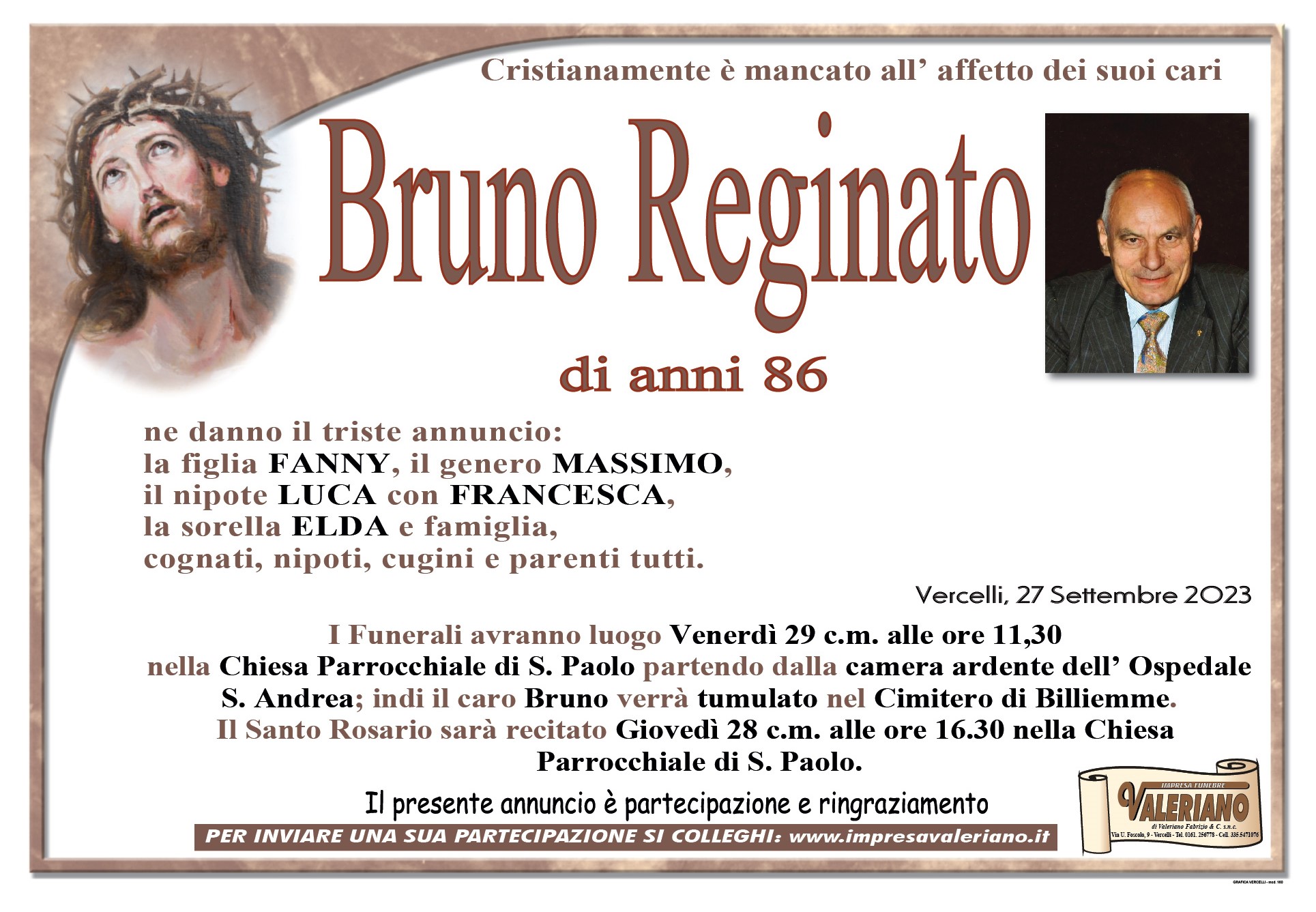 BRUNO REGINATO - VercelliOggi.it