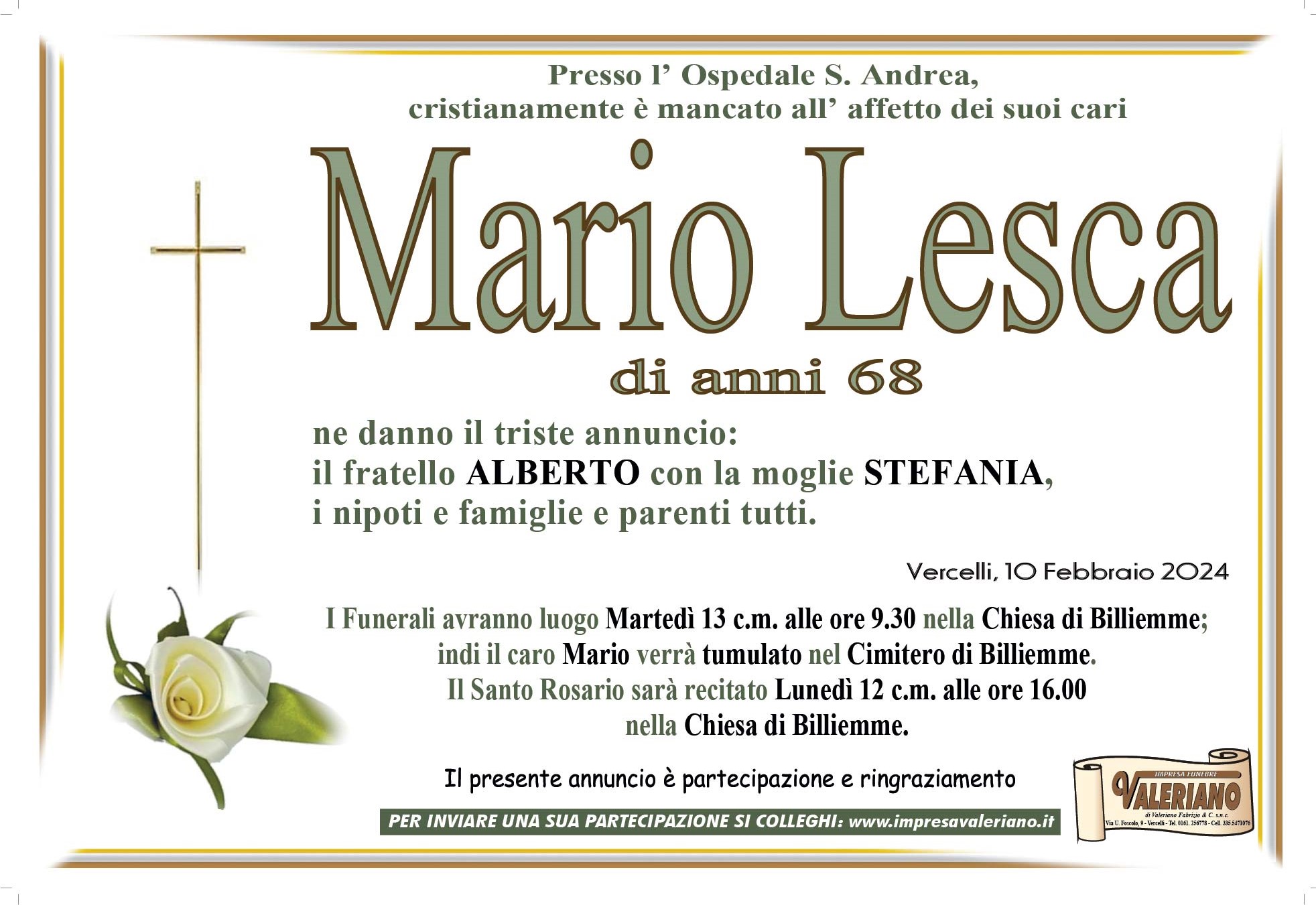 MARIO LESCA - VercelliOggi.it