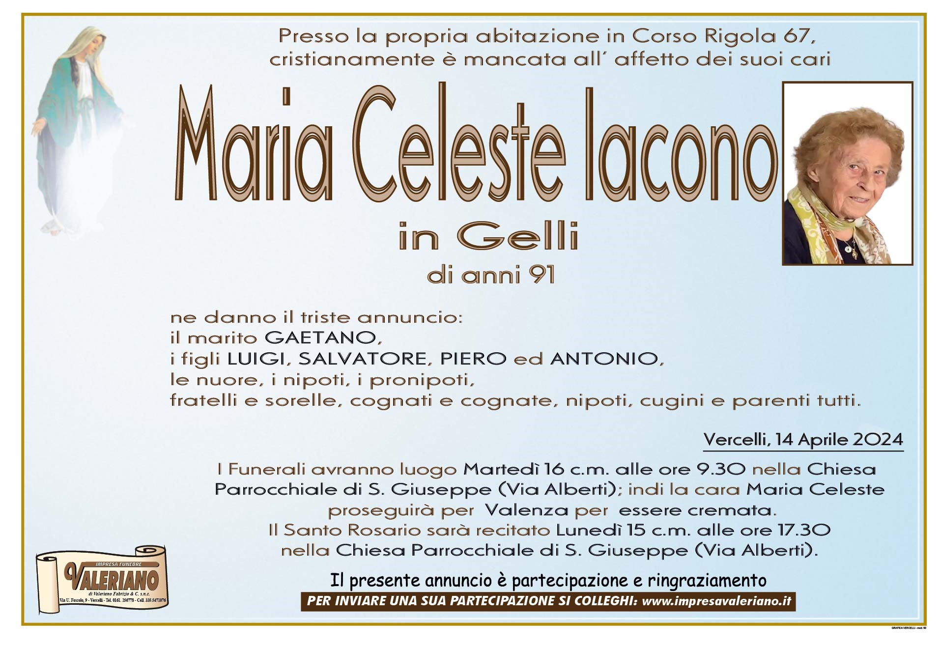 MARIA CELESTE IACONO - VercelliOggi.it