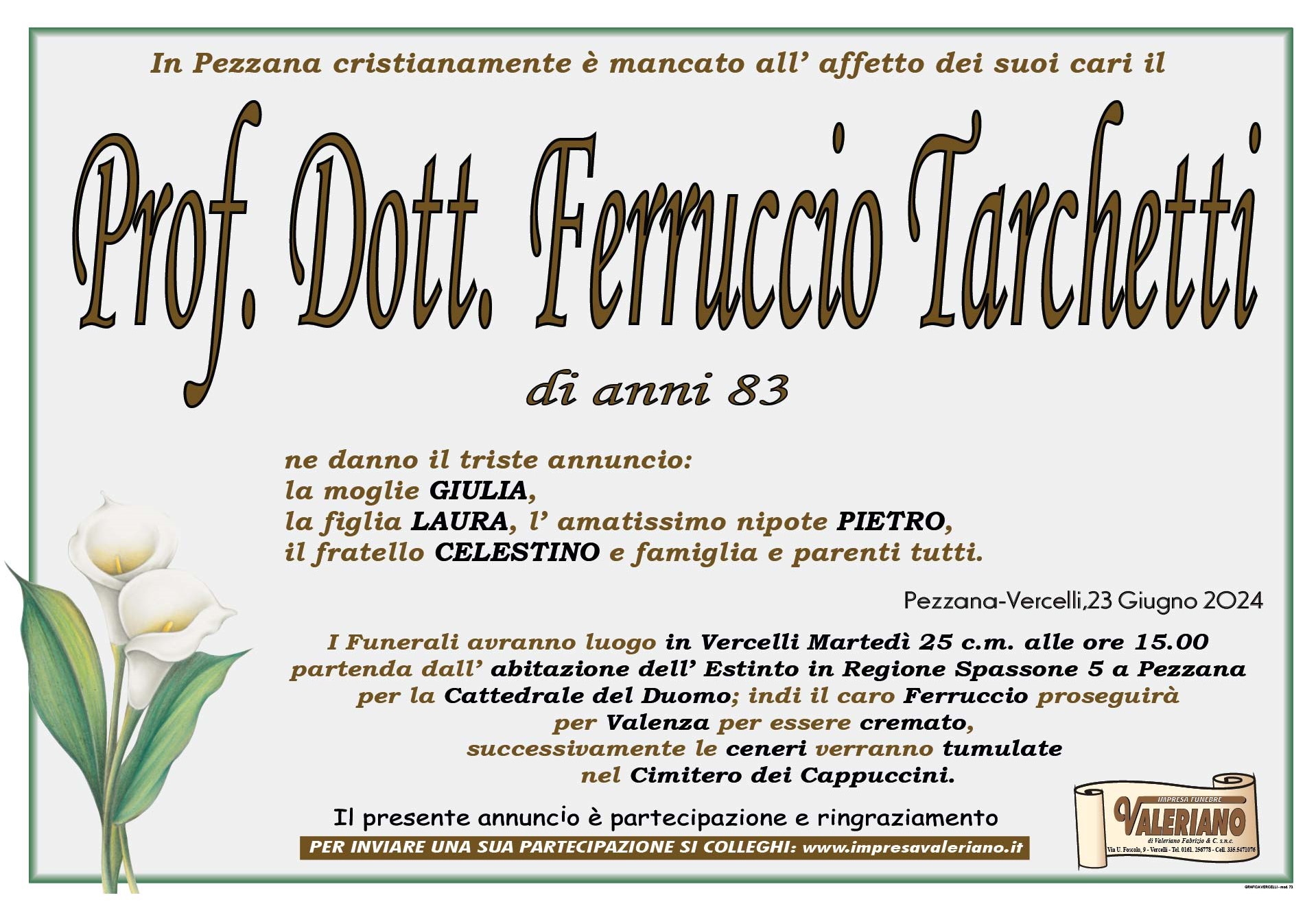 TARCHETTI FERRUCCIO - VercelliOggi.it