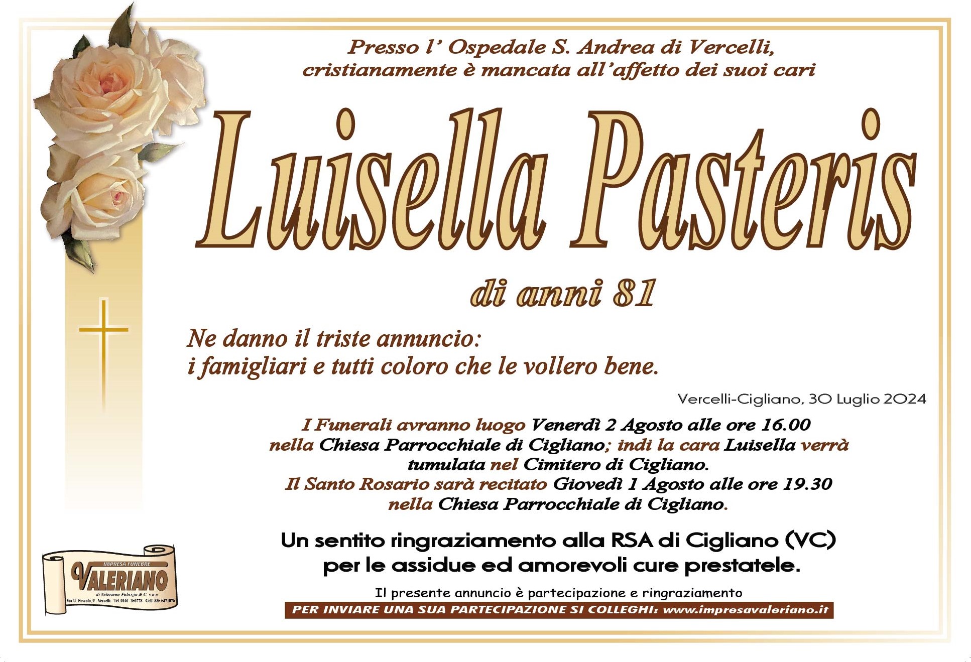 LUISELLA PASTERIS - VercelliOggi.it