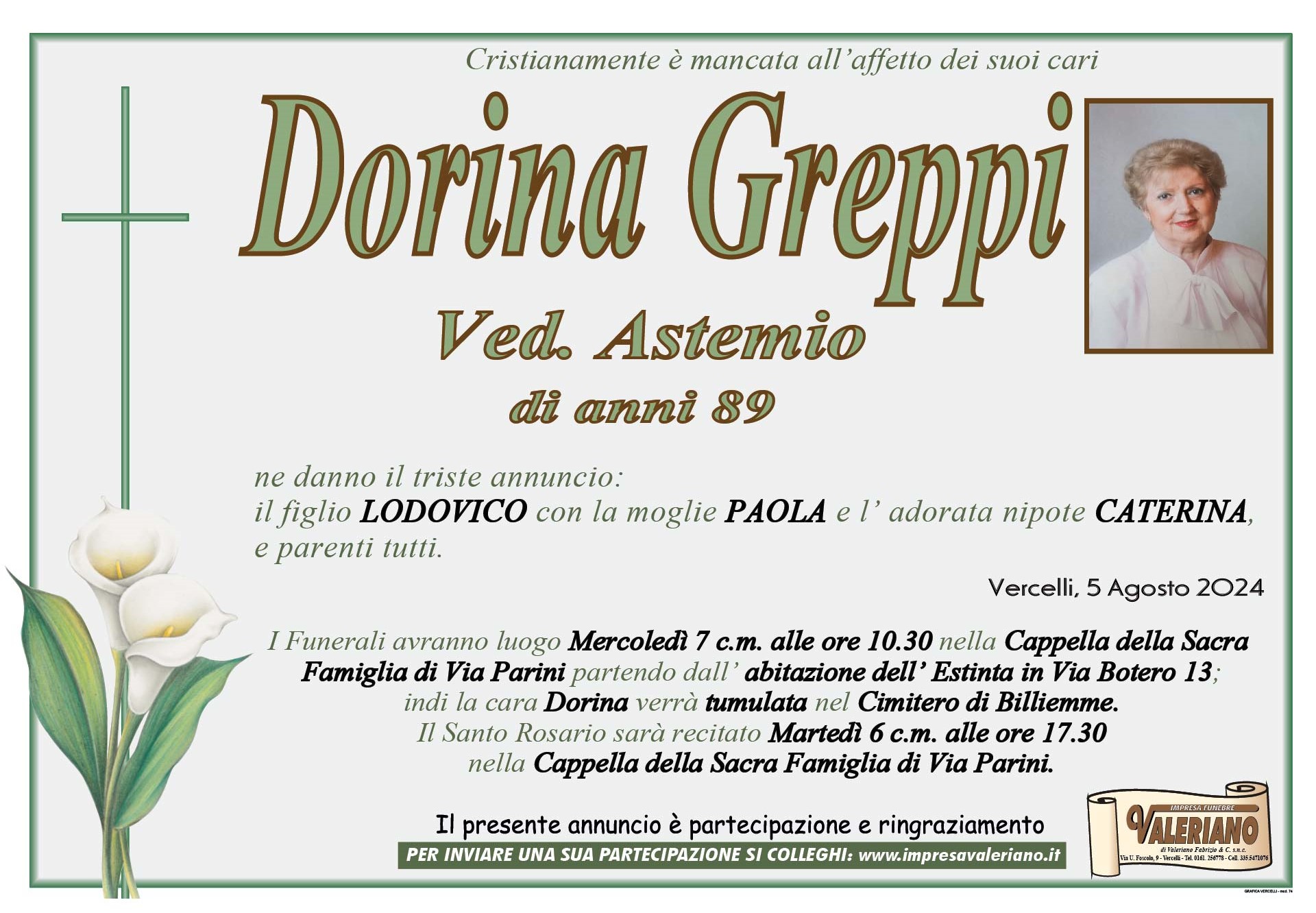 DORINA GREPPI - VercelliOggi.it