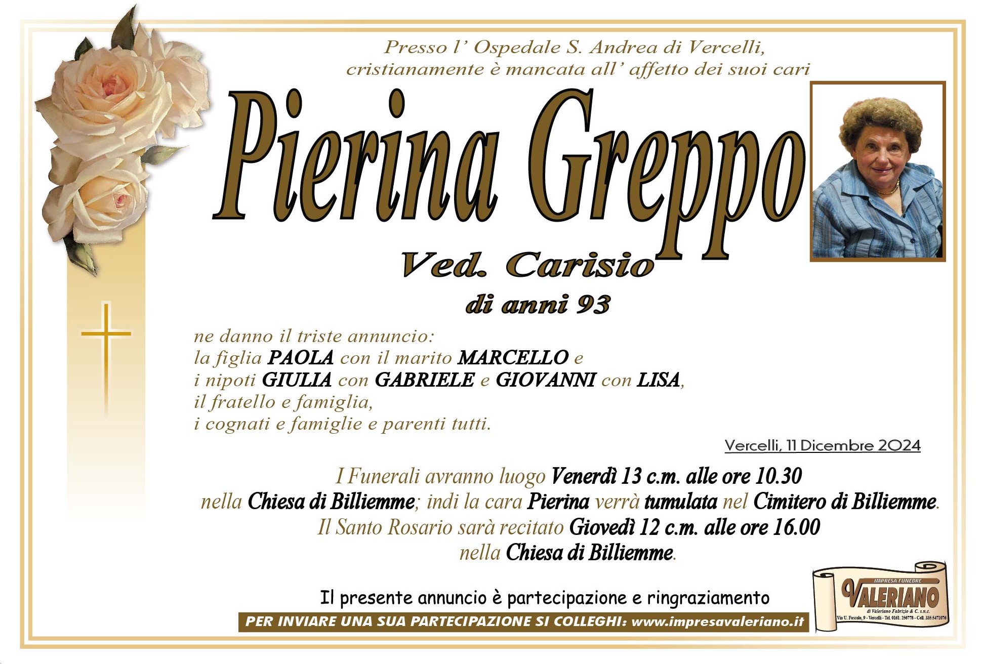 PIERINA GREPPO - VercelliOggi.it